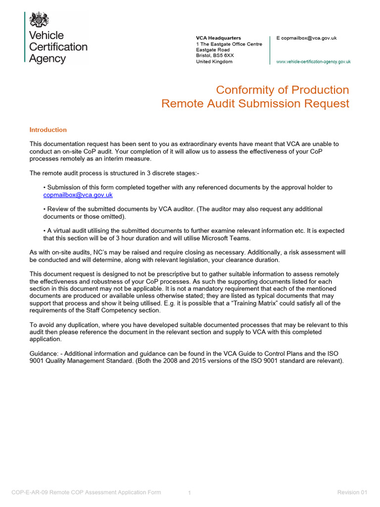 C and C -COP Remote Audit Submission Request Rev01 (Reader) | PDF ...