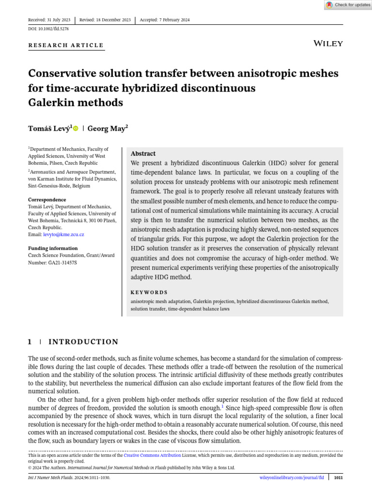 Conservative solution transfer between anisotropic meshes for time ...