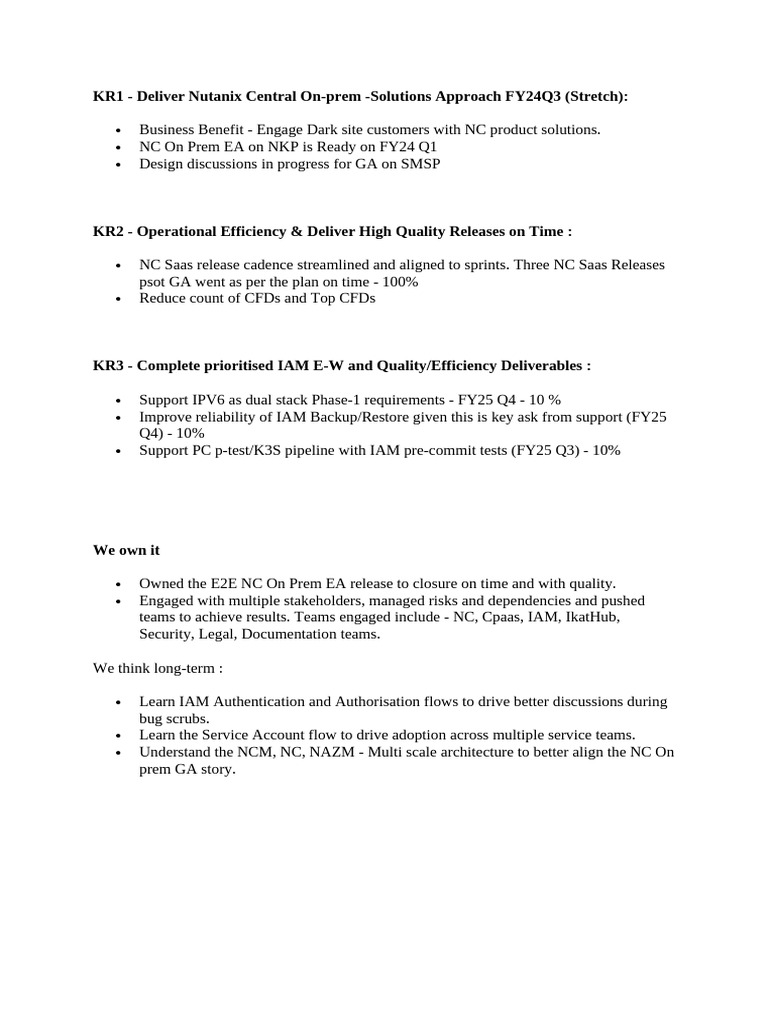 KR1 - Deliver Nutanix Central On-Prem - Solutions Approach FY24Q3 ...