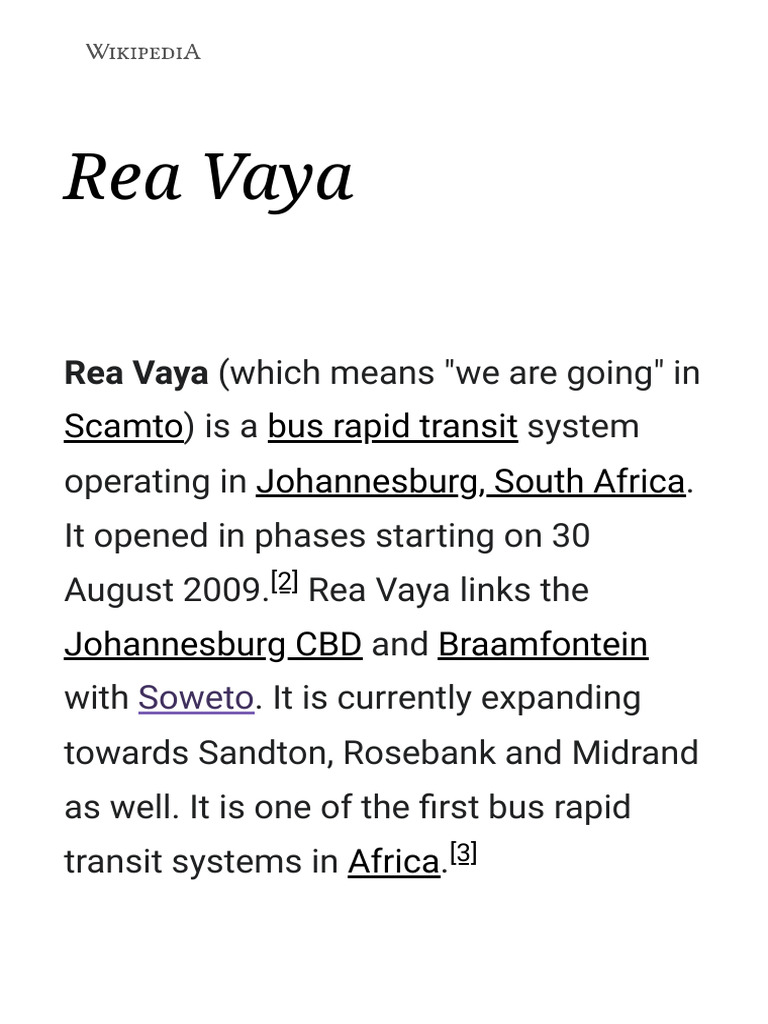 Rea Vaya - Wikipedia | PDF | Johannesburg | Transport