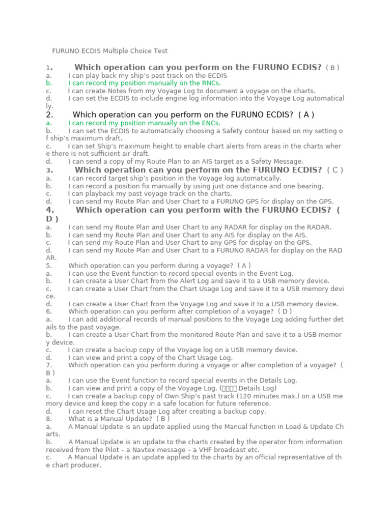 FURUNO FMD Multiple Choice Test | PDF | Navigation | Computing