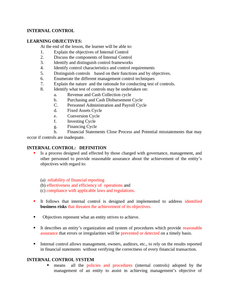 Internal Control - Update 1 | PDF | Internal Control | Audit