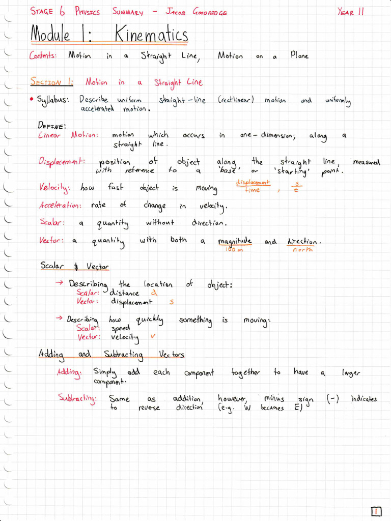 Module 1 - Kinematics | PDF
