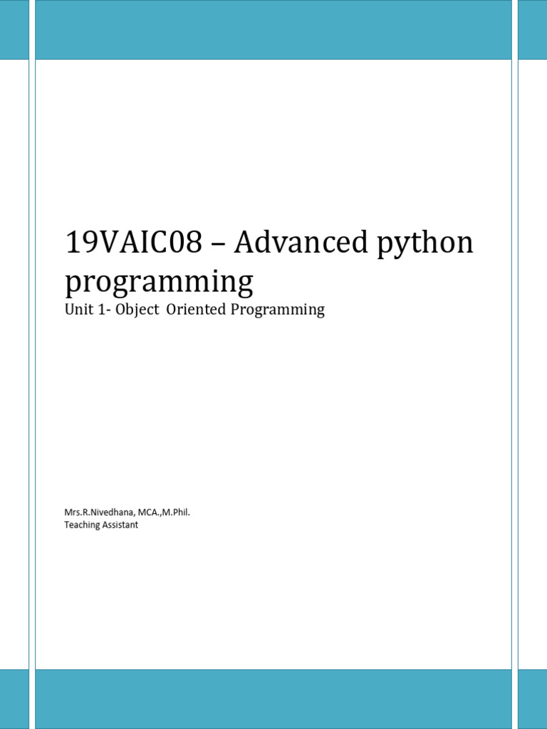 Unit 1 Object Oriented Programming | PDF Unit 1 Object Oriented Programming | PDF