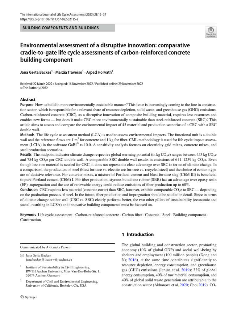 Environmental Assessment of A Disruptive Innovation: Comparative Cradle To Gate Life Cycle ...