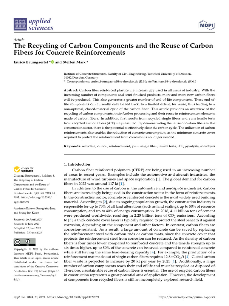 The Recycling of Carbon Components and The Reuse of Carbon Fibers For ...