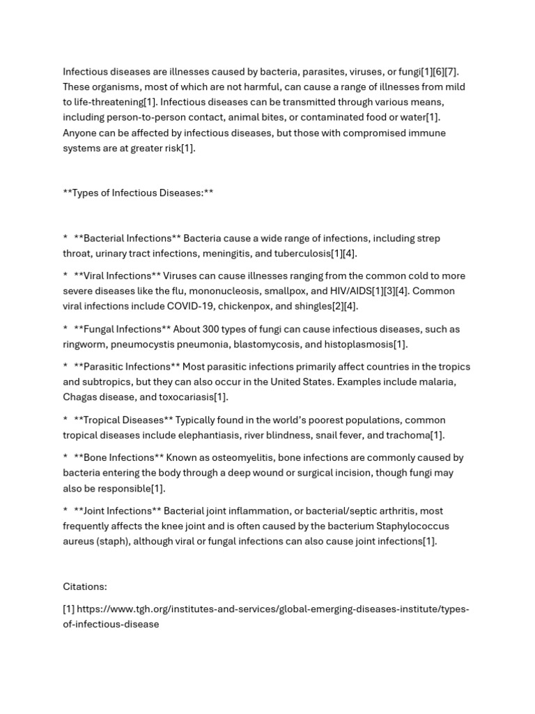 Infectious Diseases Overview | PDF