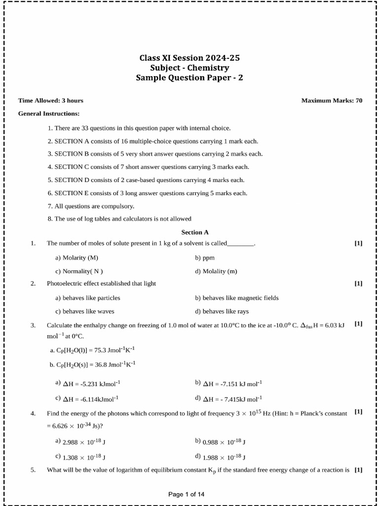 Sample Paper-1 | PDF