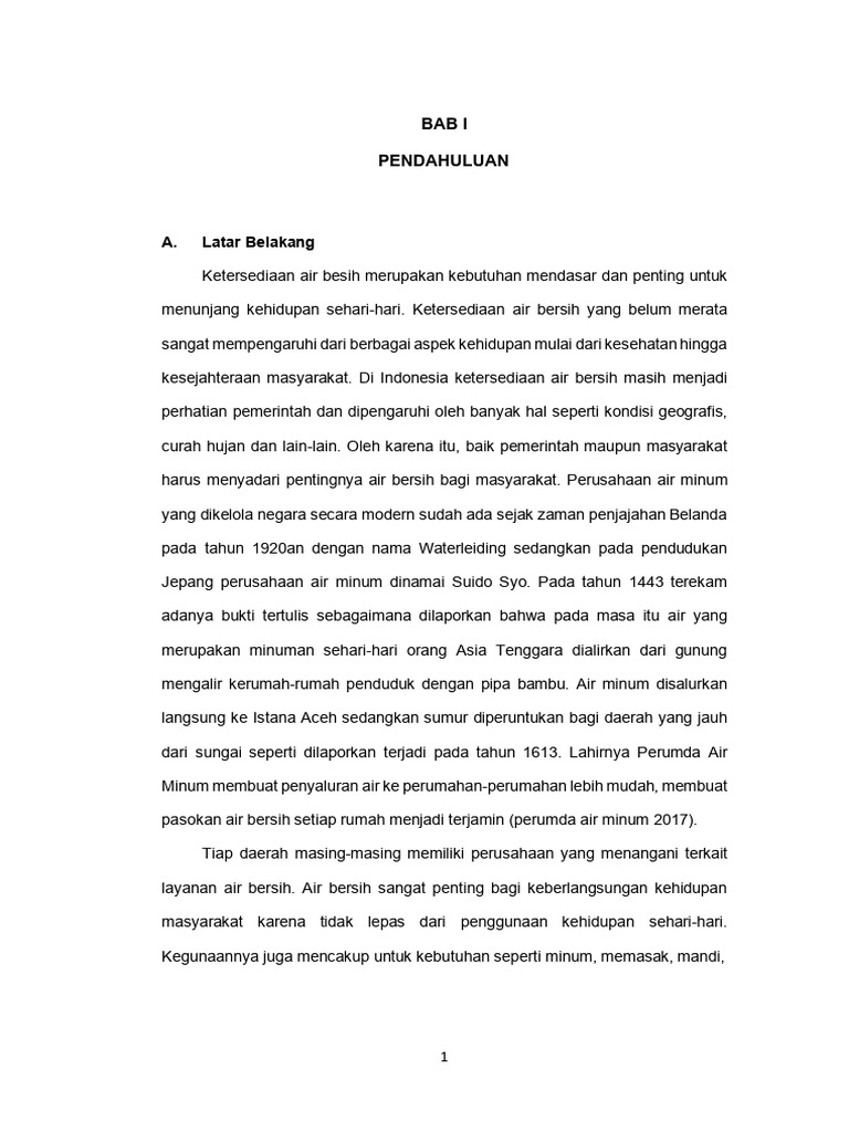 BAB I PENDAHULUAN Menganalisis Kualitas Air Pdam | PDF