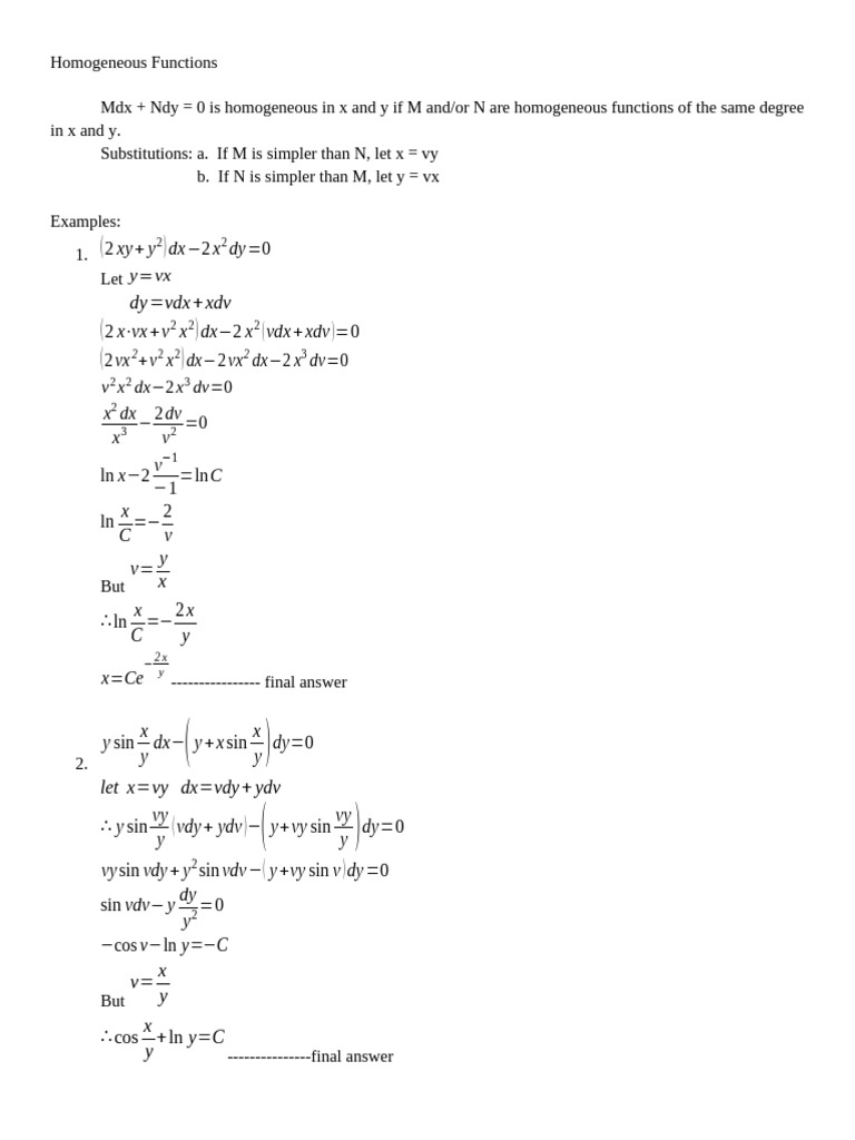 ENM311 4homogeneous Functions | PDF