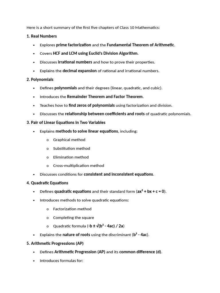 Short Summary Maths | PDF