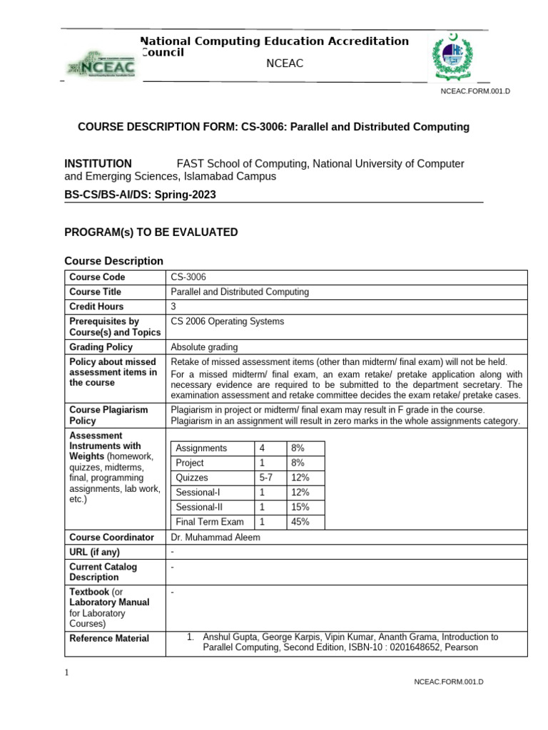 CS-3006 - Parallel and Distributed Computing - (BS All Programs) - Spring-2023 | PDF | Parallel ...
