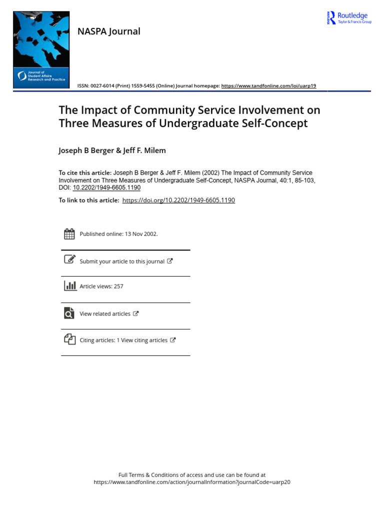Community Service's Impact on Self-Concept | PDF | Dependent And ...