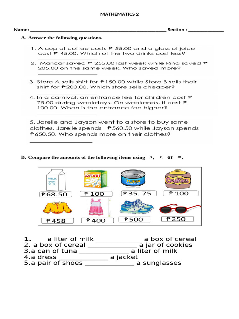 Comparing Quantities in Mathematics 2 | PDF