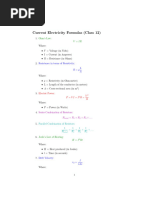 Current Electricity Formula Sheet Class12 NEET | PDF