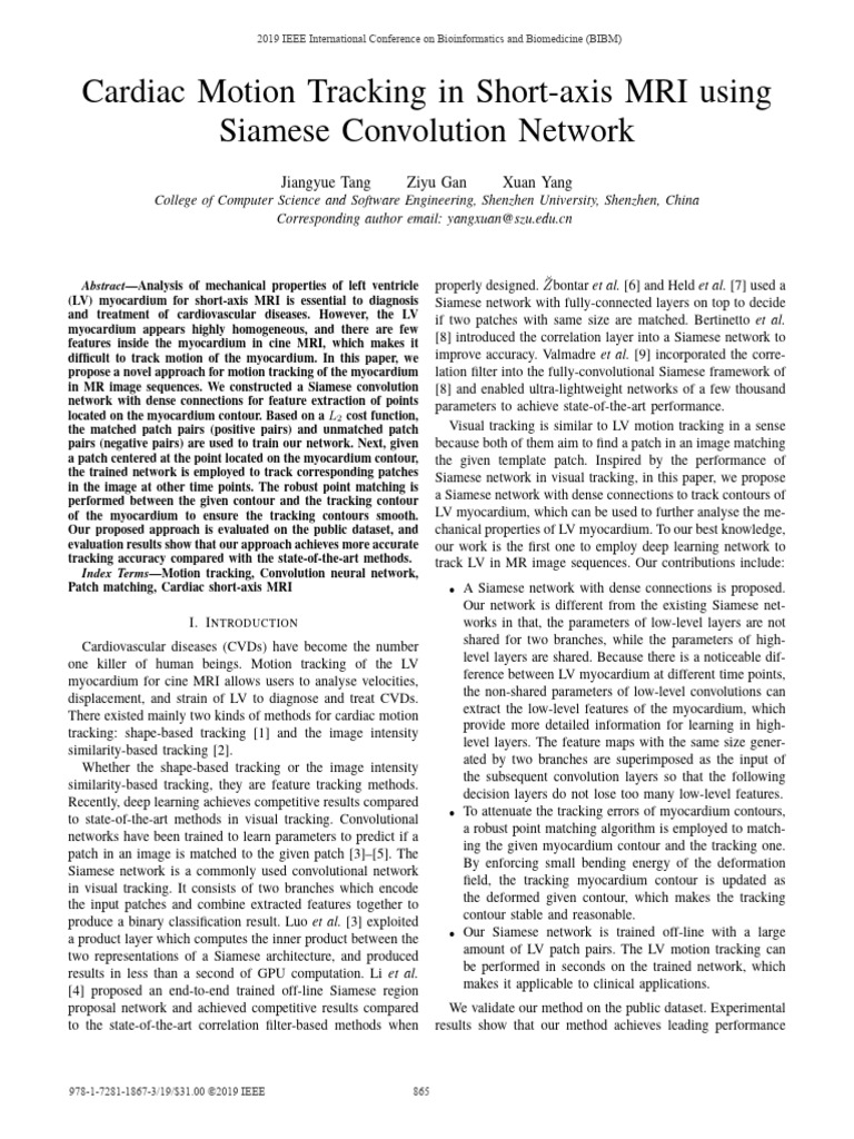 Cardiac Motion Tracking in Short-Axis MRI Using Siamese Convolution Network | PDF | Applied ...