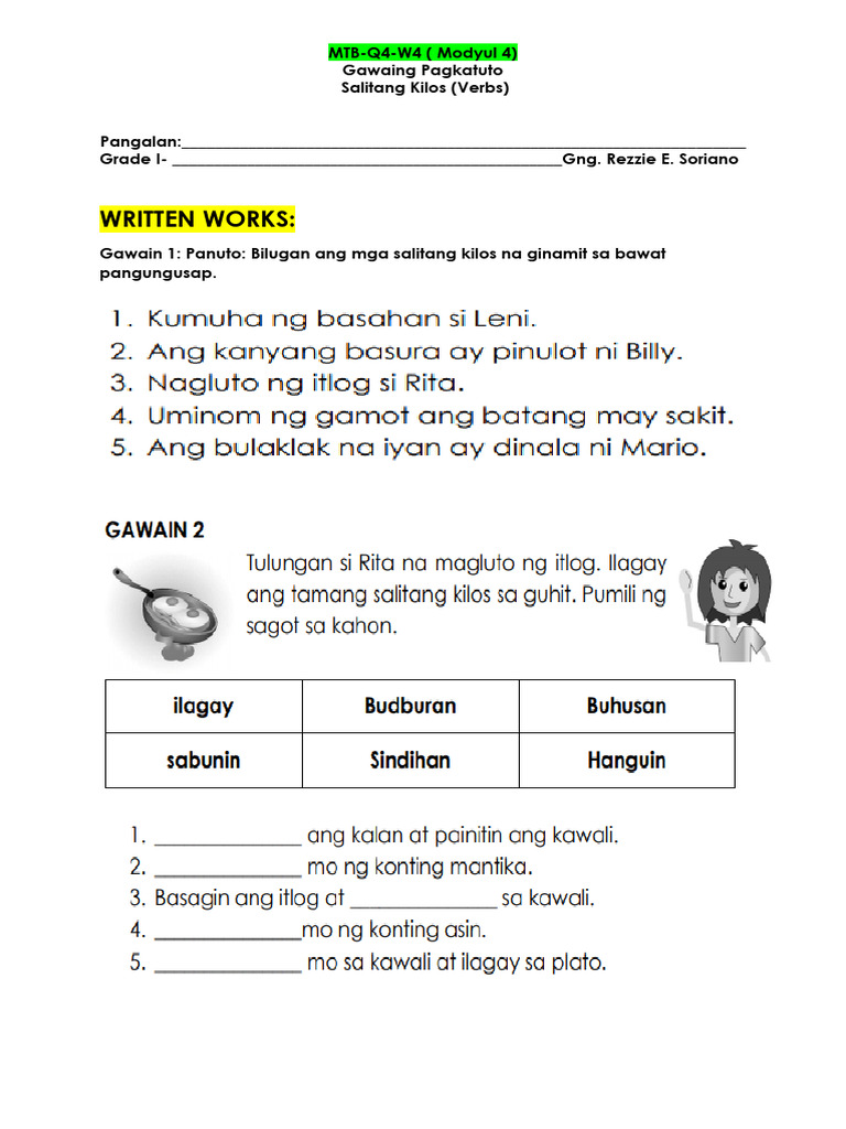 MTB-Activity-Sheets-Q4-W4-Modyul-4 | PDF