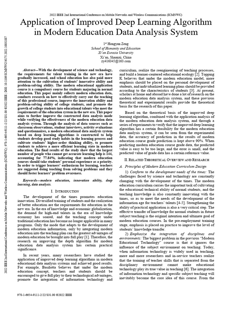 Improved Deep Learning in Education | PDF | Deep Learning | Learning