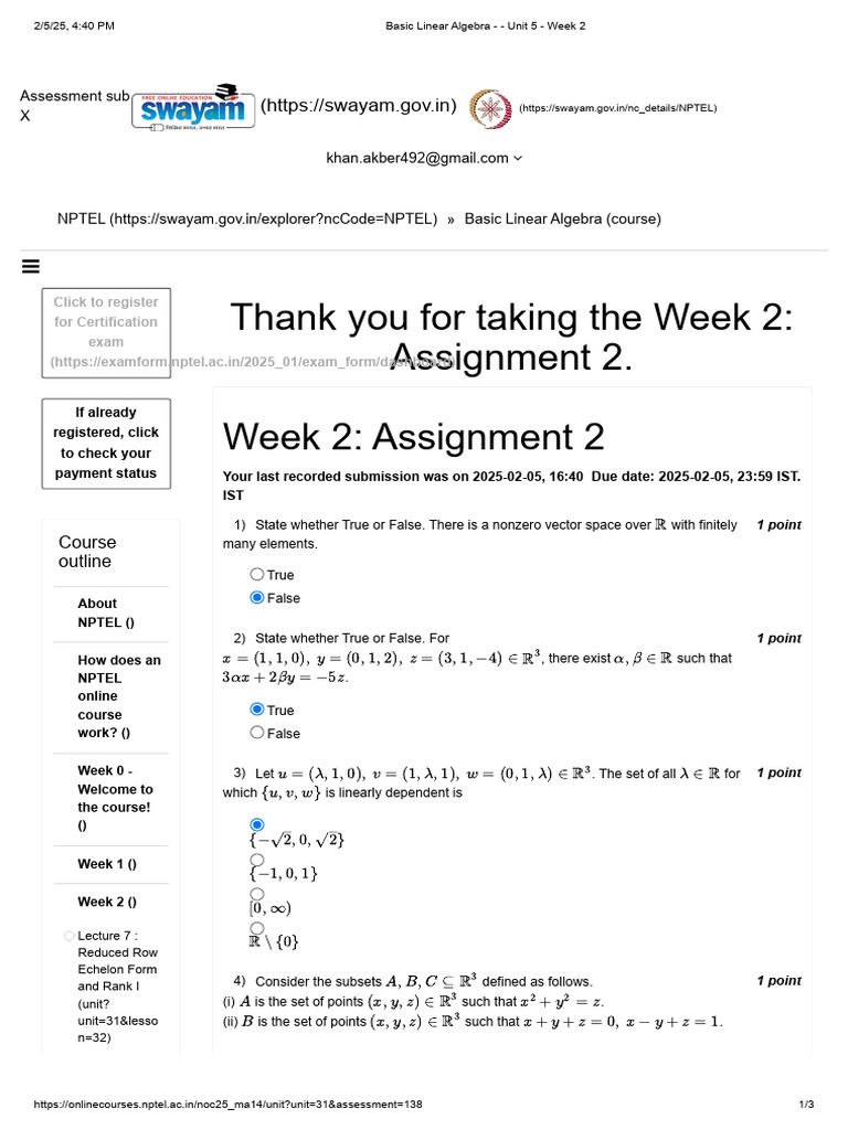 Basic Linear Algebra - Unit 5 - Week 2 | PDF | Linear Subspace | Basis ...