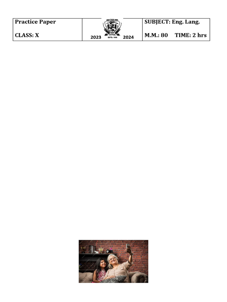 Class X English Language Practice Paper | PDF