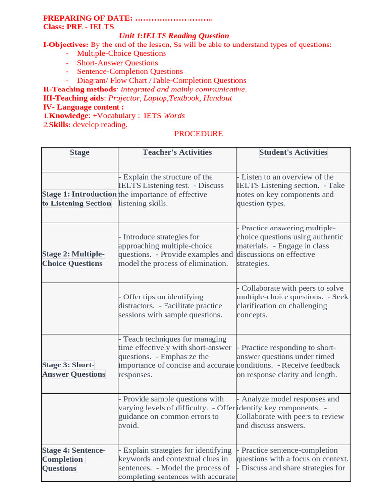 Giáo Án Basic Reading | PDF | Reading Comprehension | Speed Reading