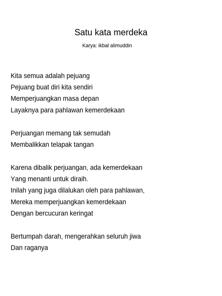 Satu Kata Merdeka | PDF
