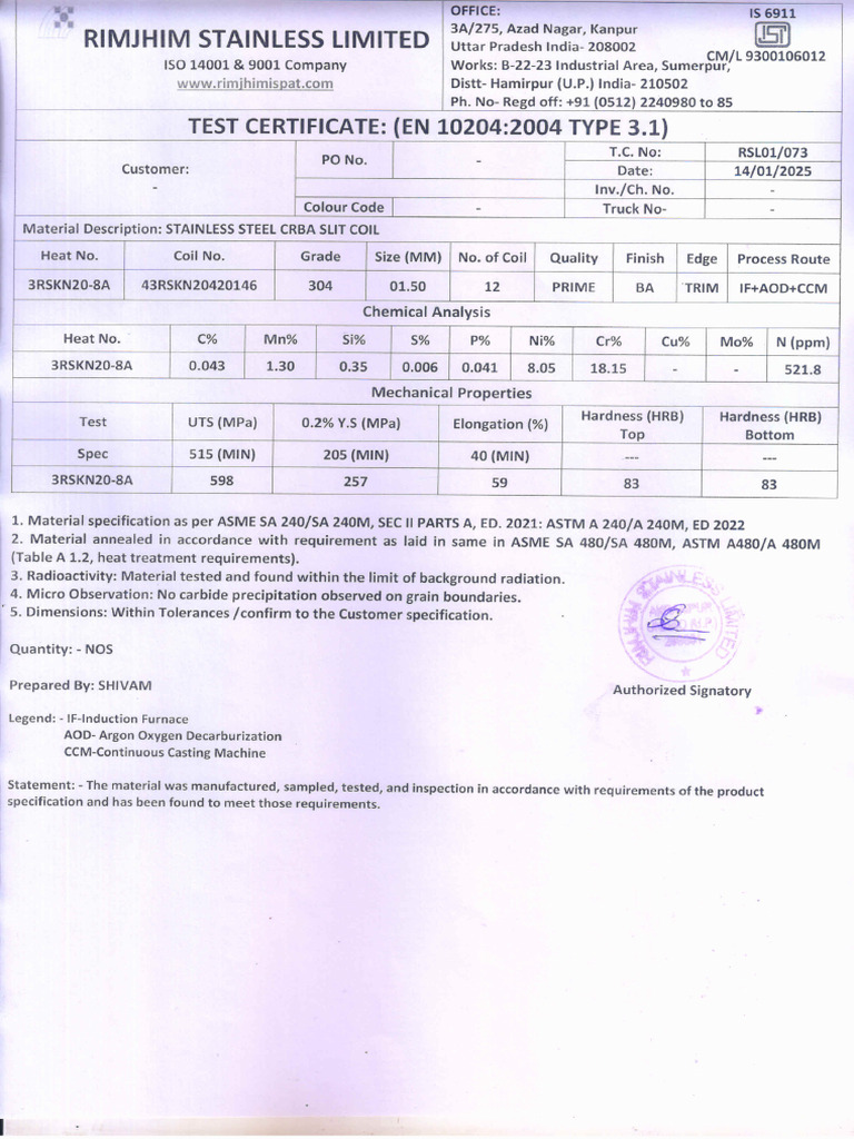 304 Sample TC 14.01.2025 | PDF