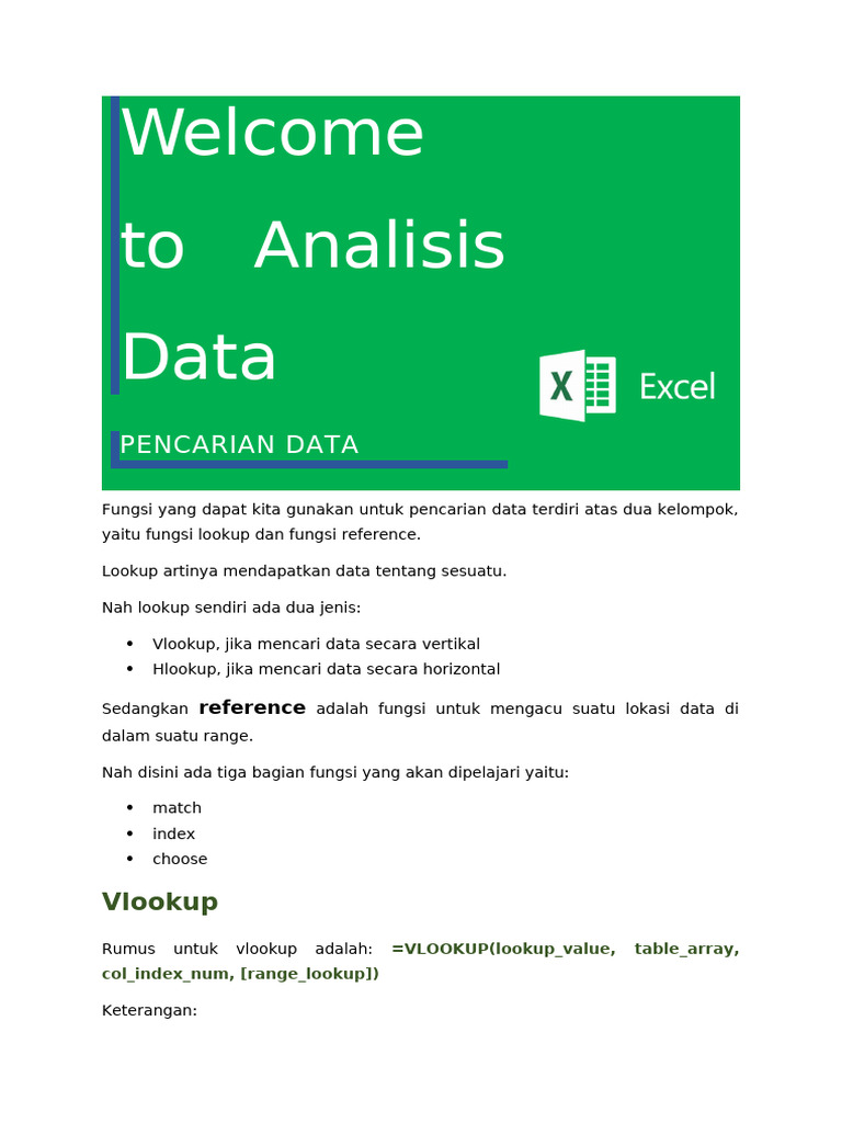 Fungsi Pencarian Data di Excel | PDF