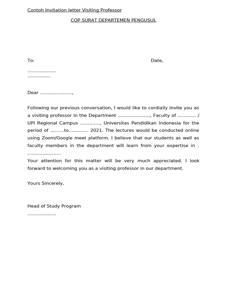 Visiting Professor Invitation | PDF