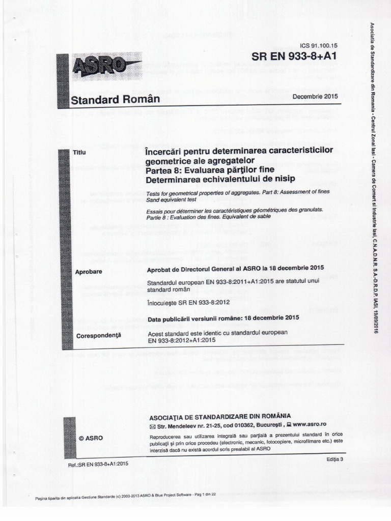 SR en 933-8-A1-2015 | PDF