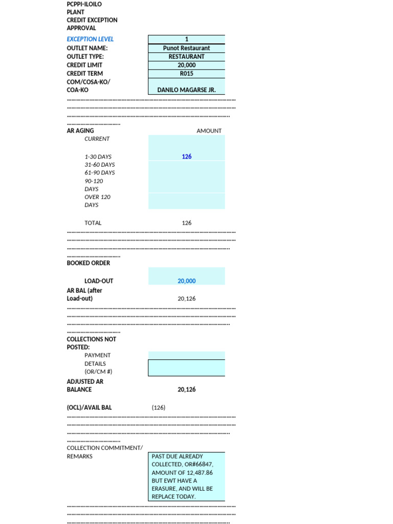 Credit Exception Approval Notice | PDF