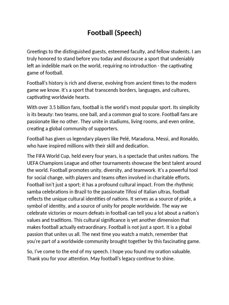 Football Speech | PDF