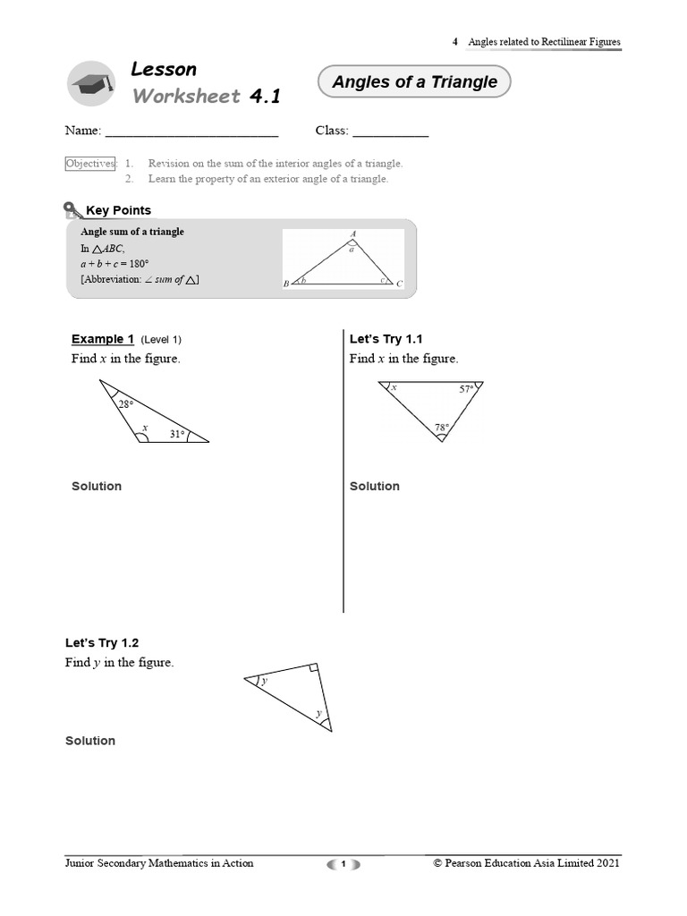 Angles in Rectilinear Figures Worksheet | PDF | Triangle | Polygon
