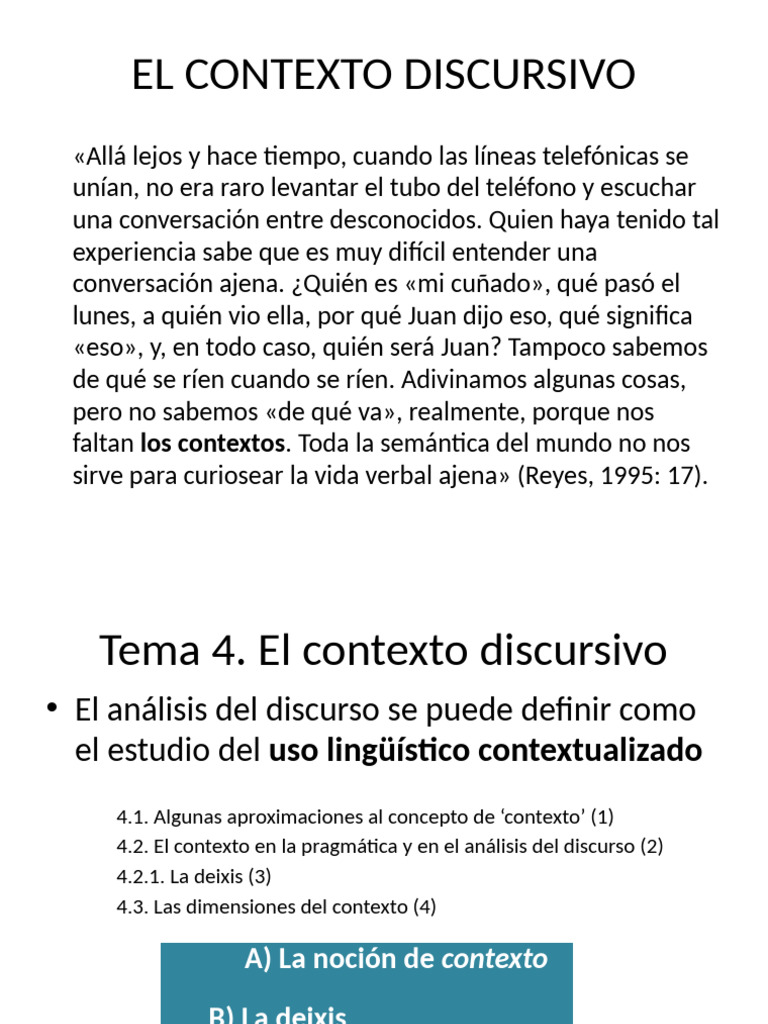 4. El Contexto | PDF | Oración (Lingüística) | Proposición