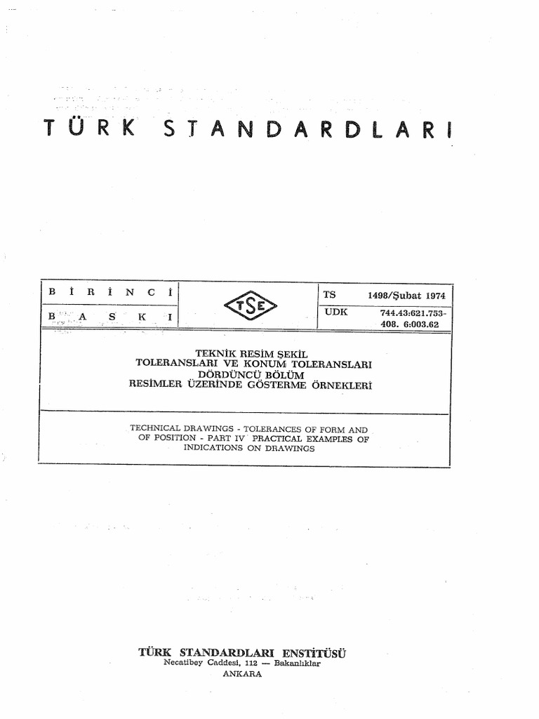 TS 1498 Teknik Resim Şekil Toleransları Ve Konum Toleransları Dördüncü Bölüm Resimler Üzerinde ...