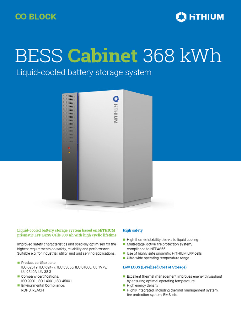 HiTHIUM_Data-Sheet_BESS-Cabinet368kWh_V2-0_EU_EN_231011 | PDF | Electric Power | Electricity