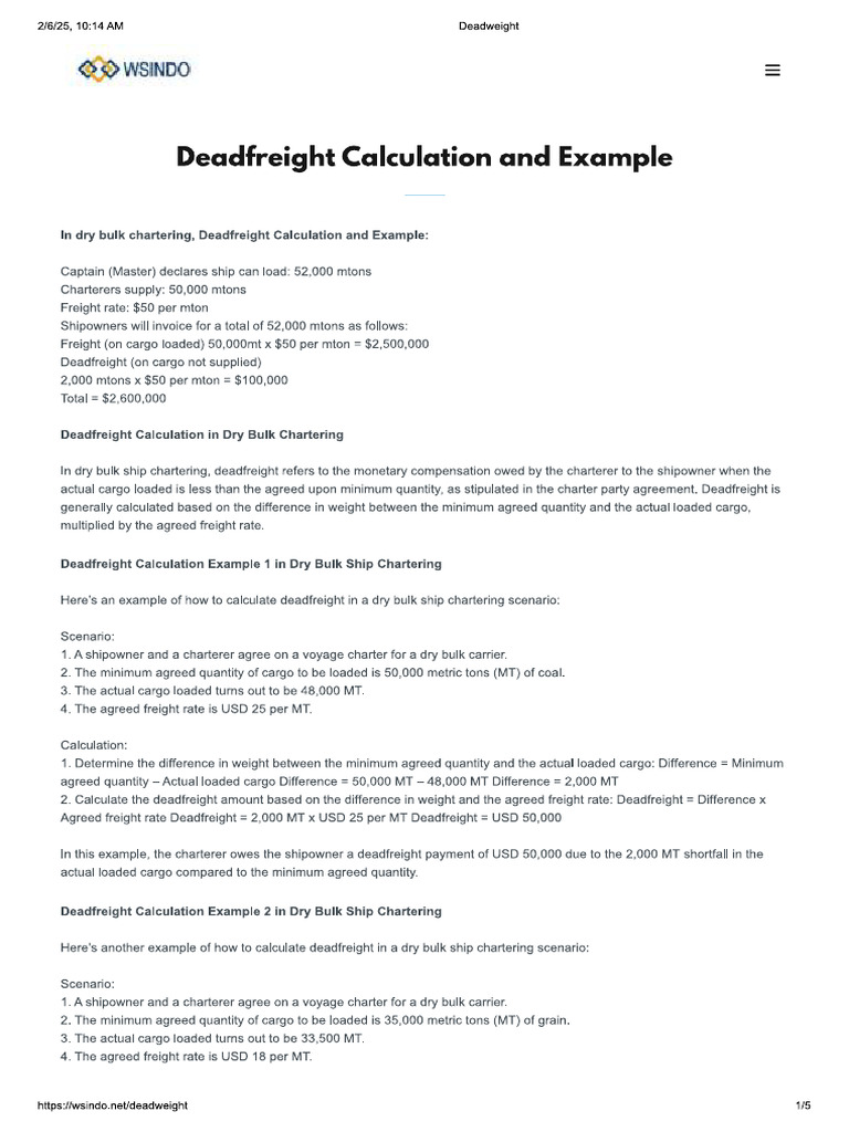 Deadweight | PDF
