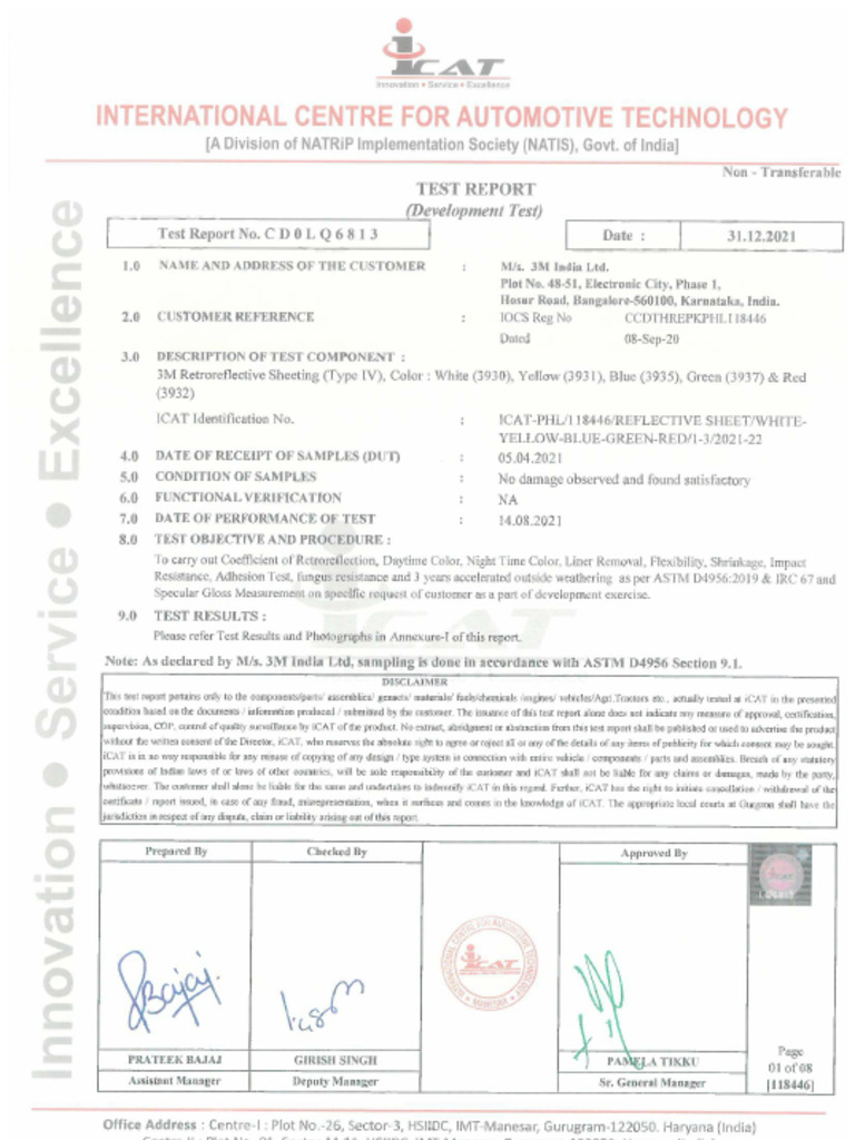 Type IV_ICAT_2022 Report_All Parameters | PDF