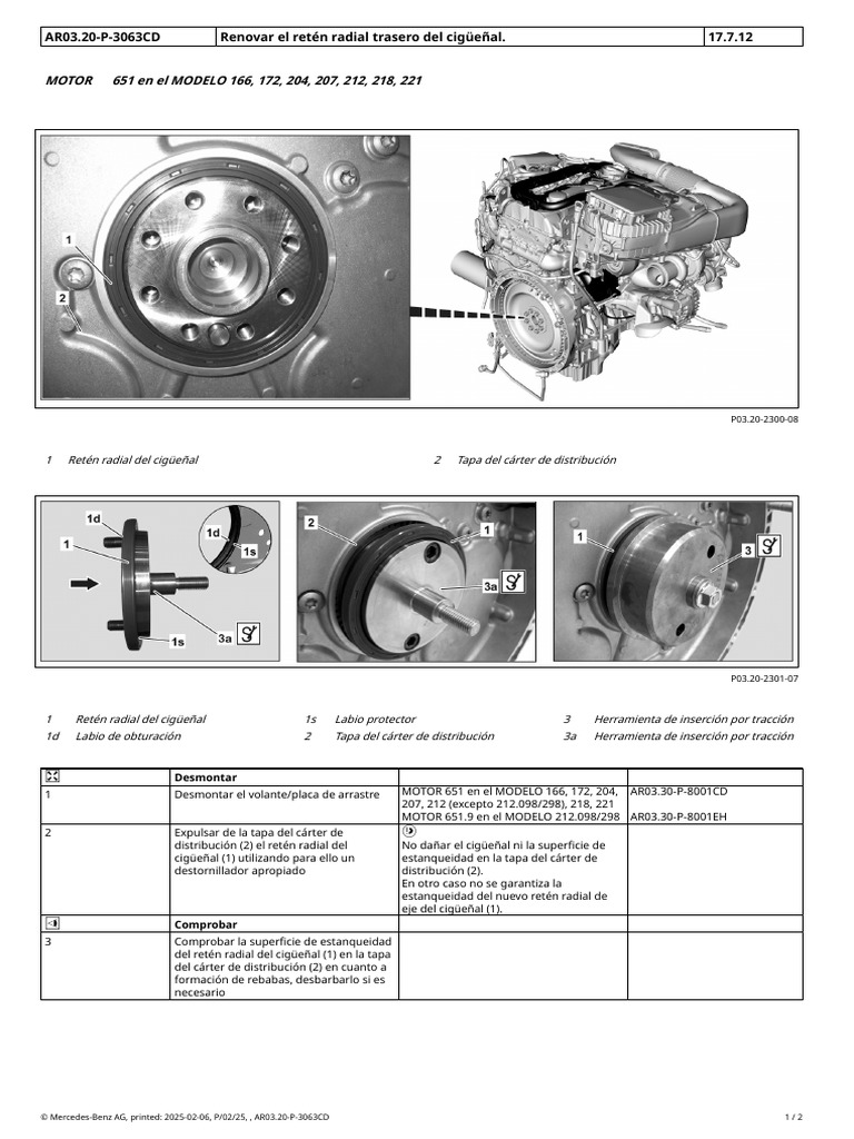 DM Reten Radial Trasero de Cigüeñal | PDF | Tecnologías automotrices ...