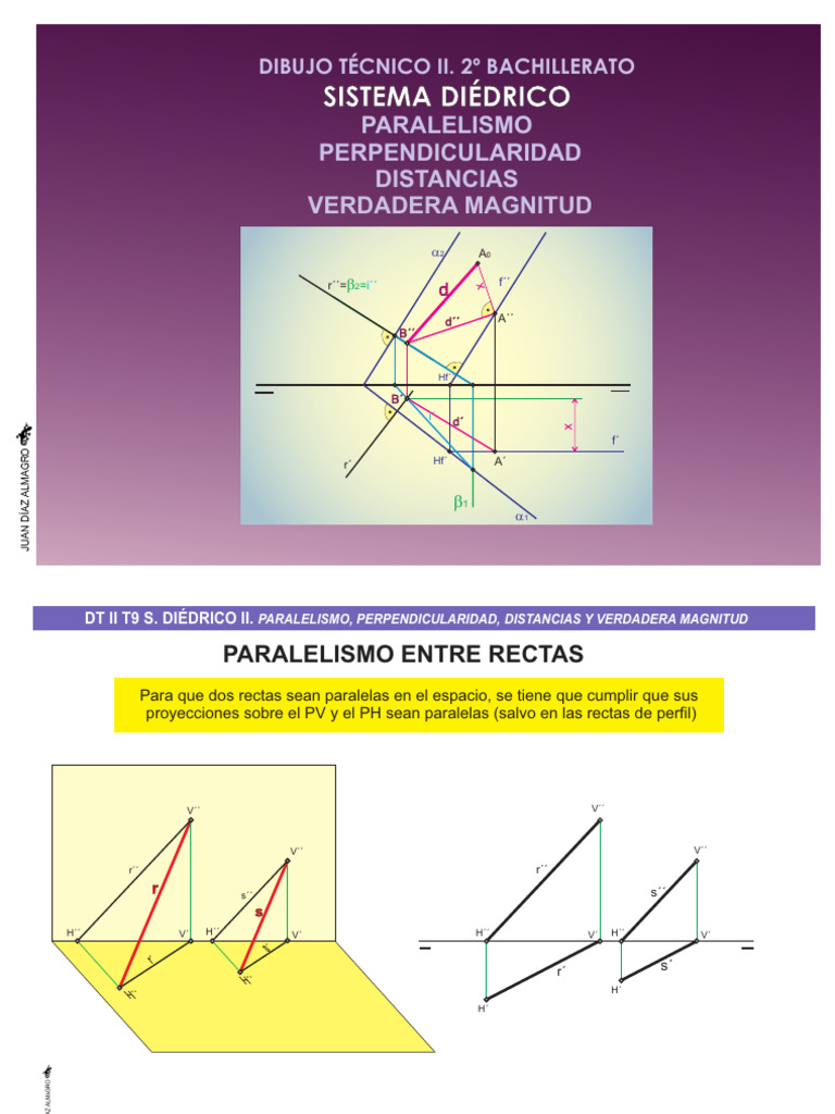 Sistema Diédrico: Paralelismo y Perpendicularidad | PDF | Perpendicular | Línea (geometría)