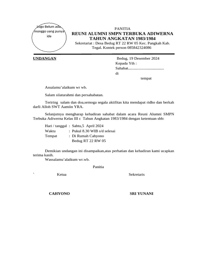 Proposal Reuni SMP Terbuka | PDF