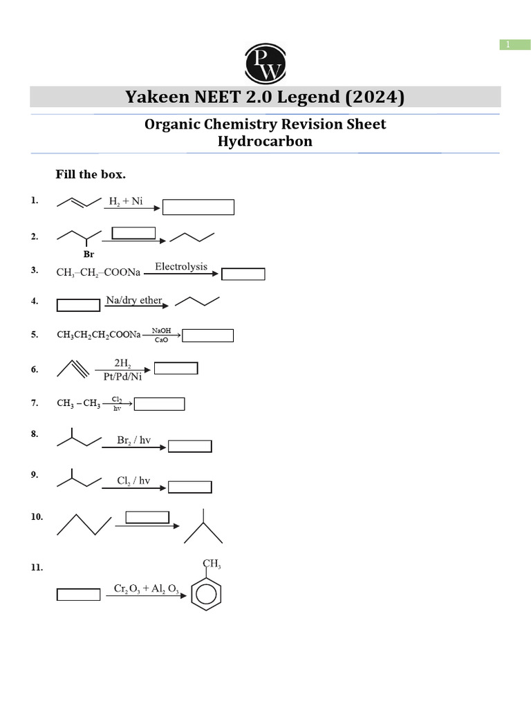 659bd0e9033d8600188be334_##_Hydrocarbons Revision Sheet | PDF ...