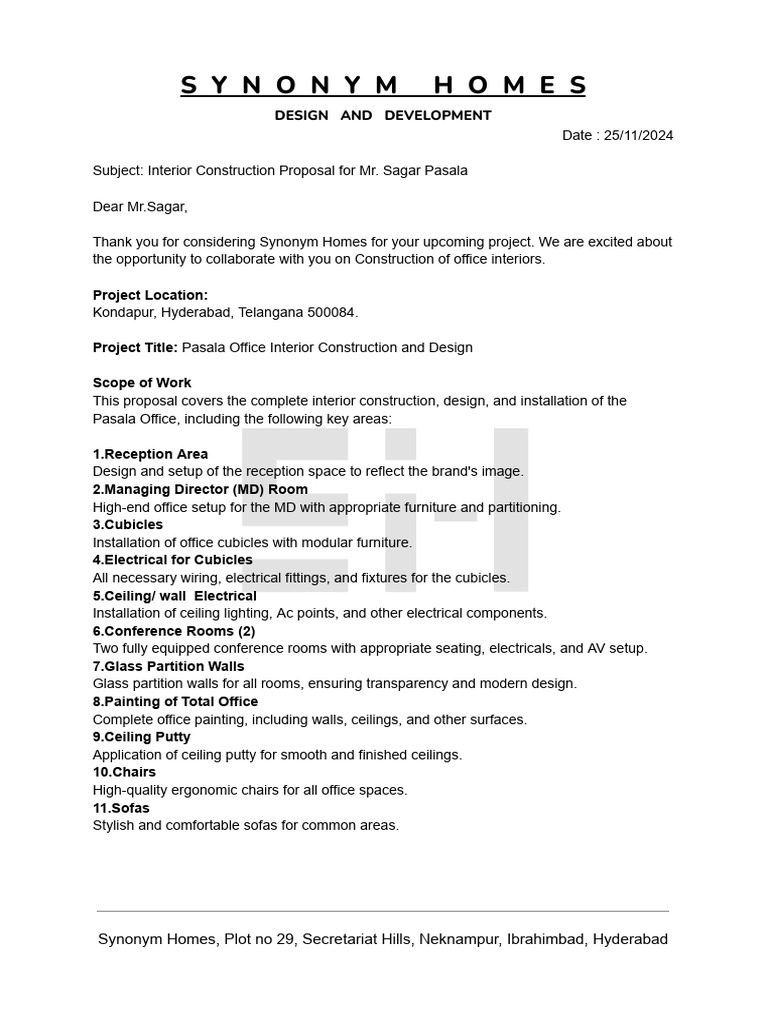 Office Interior Construction Proposal | PDF