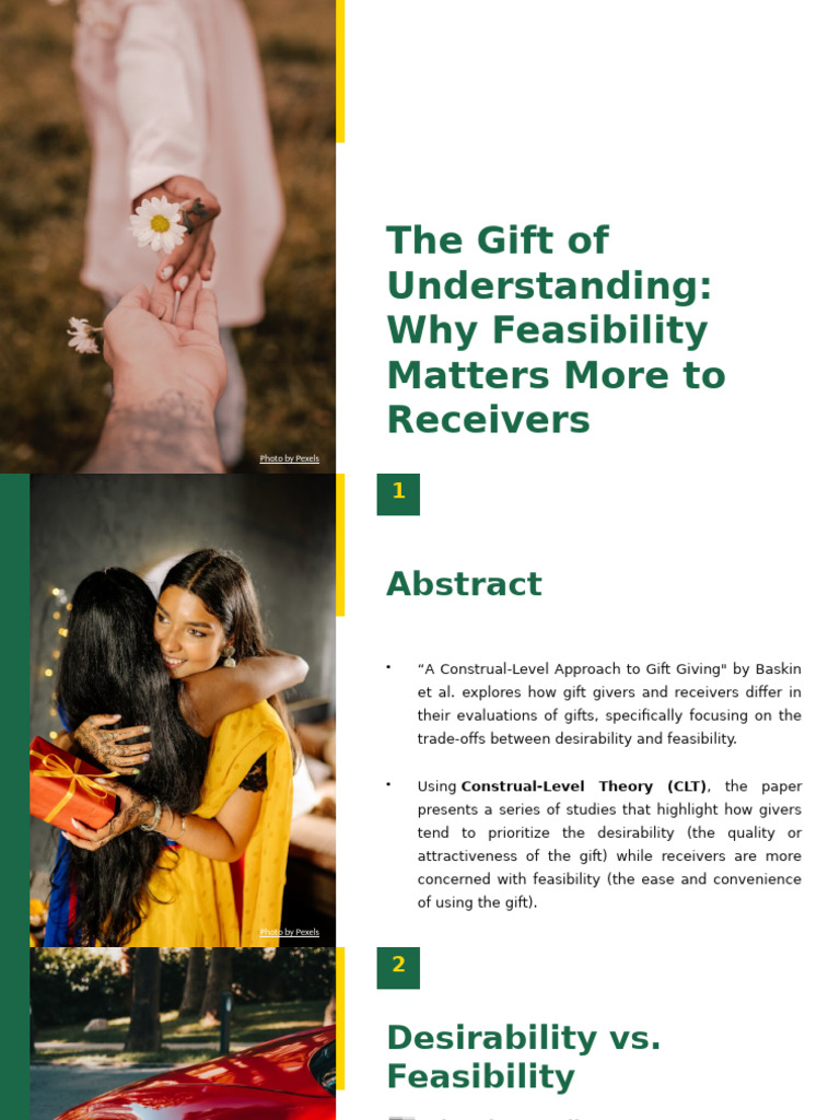 Giver vs. Receiver: Desirability vs. Feasibility | PDF | Gift ...