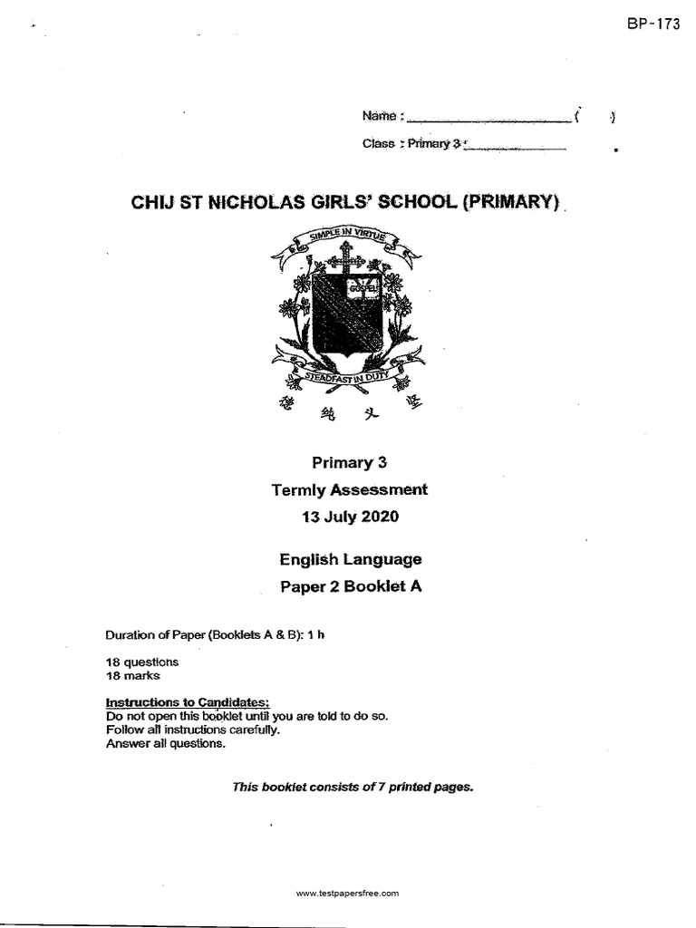 P3 English 2021 CA2 Chij | PDF