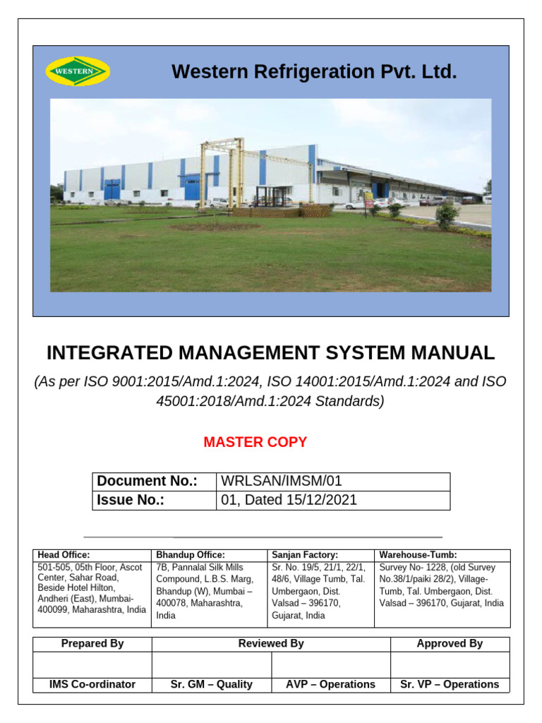 IMS Manual for Western Refrigeration | PDF | Refrigerator | Regulatory ...