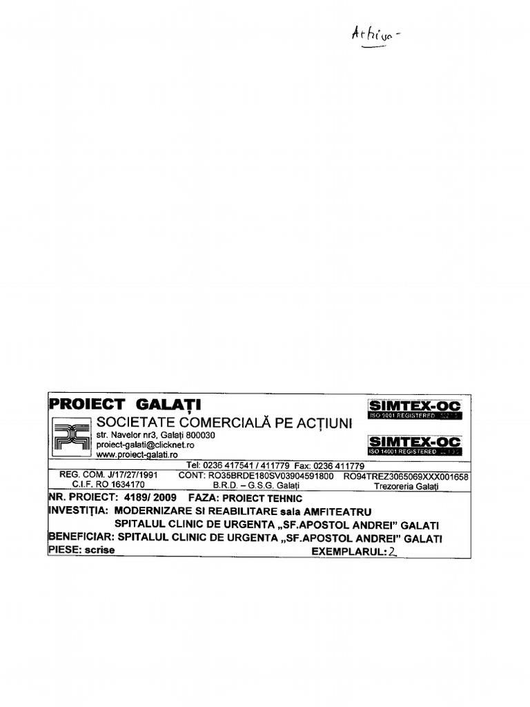 Proiect Tehnic | PDF