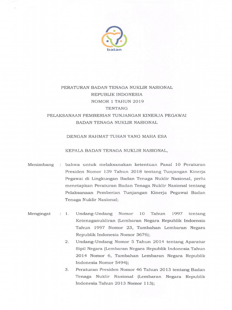 PERBAN 1 2019 Tukin | PDF