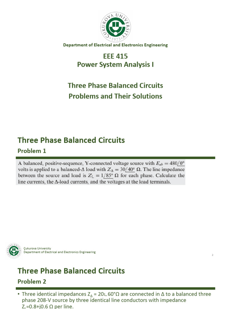 Three Phase Circuit Problems & Solutions | PDF | Electrical Impedance | Capacitor
