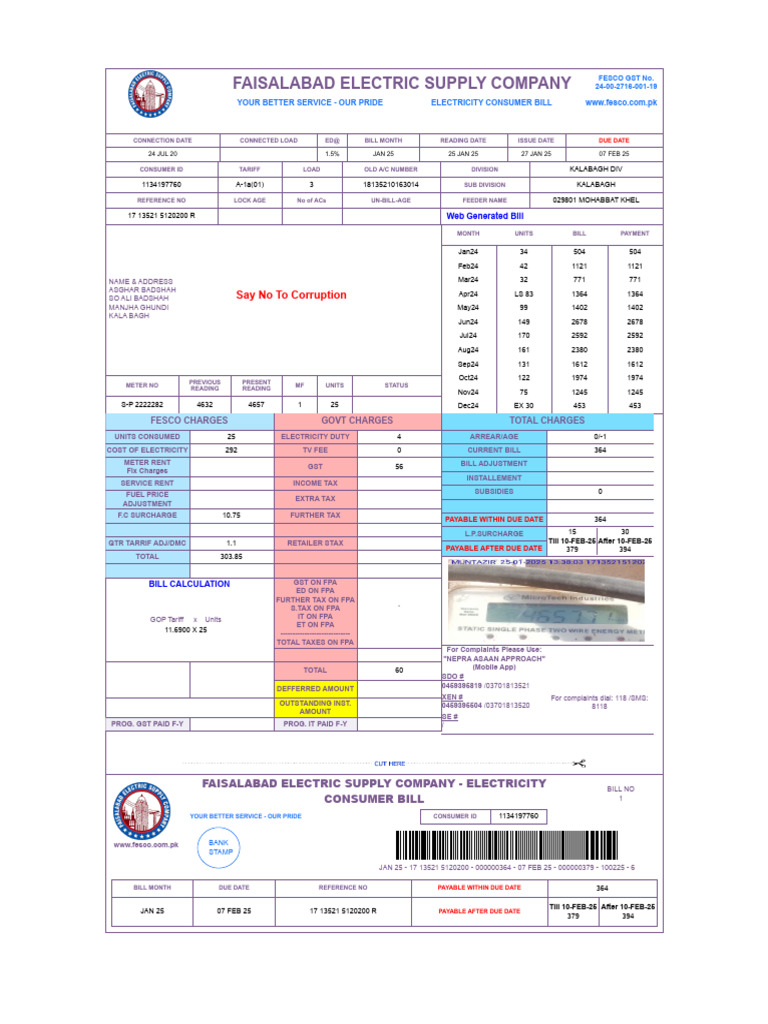 Fesco Online Bill Asghar | PDF | Taxes | Payments